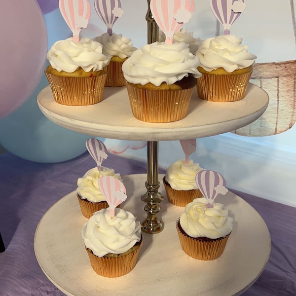 12 Hot Air Balloon Cupcake Toppers, Hot Air Balloon Baby Shower, Hot ...