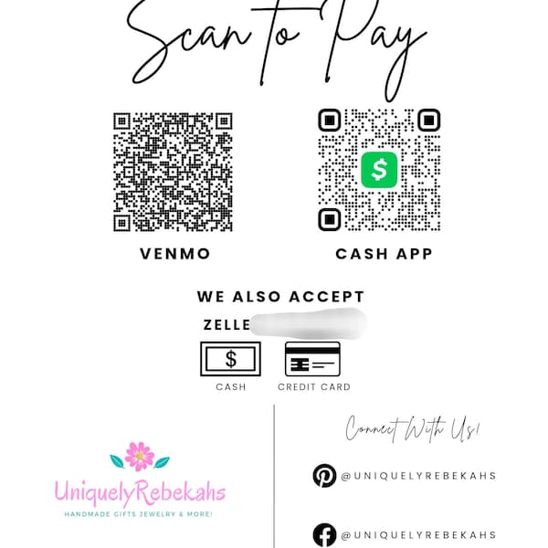 Editable Tip Jar Sign, Venmo Payment Sign, QR Code Sign, Canva Template ...