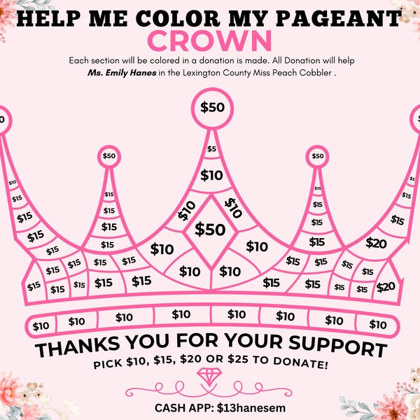 Pageant Fundraising Calendar, Pick a Date Donation Pageant Calendar ...