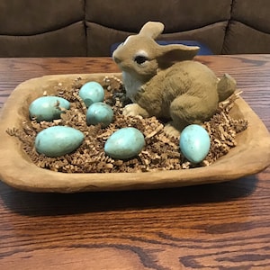 PRIMITIVE WOODEN EGGS Rustic Wood Crate Farmhouse Kitchen Decor Folk ...