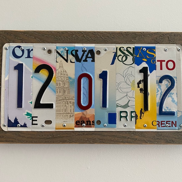 1st Year Anniversary License Plate Date Sign – Personalized Custom Date ...