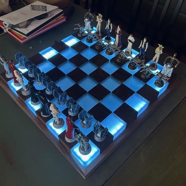 Handmade Large Illuminated Chess Set, Epoxy Resin Chess,unique Chess ...