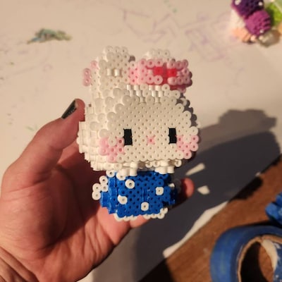 Set of 6 3D Perler Bead Pattern Tutorial Kitty & Friends Kawaii Bunny ...