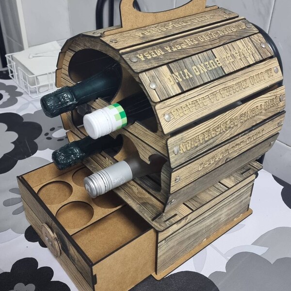 Laser Cut Wooden Wine Rack CNC Router Template DWG File Laser Cut File ...