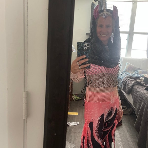 Skirt Only-iridescent Purple/pink Black Sequin & Feather Festival ...