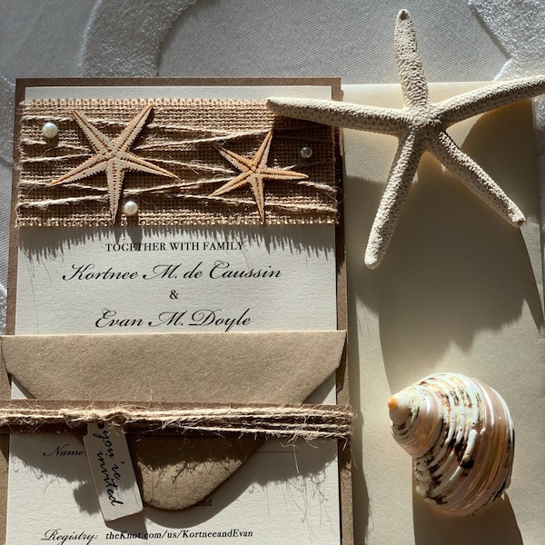 Rustic Beach Wedding Invitations, Beach Themed Wedding Invitations ...