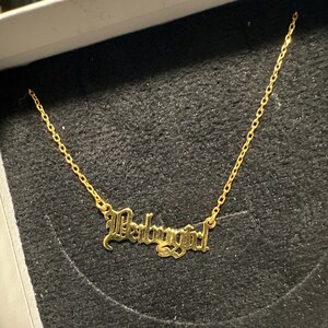 Solid Gold Old English Name Necklace, Old English Font Name Necklace ...