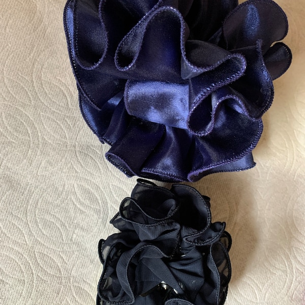 Chiffon Ruffle Flower Hair Claw: Solid Color Hair Clip - Etsy