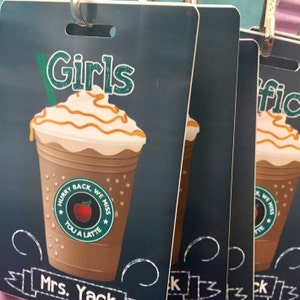 Coffee Theme Classroom Hall Passes for Teachers, Personalized, Set of ...