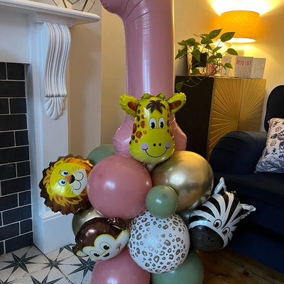 DIY Large 55 Safari Birthday Balloon Sculpture, Sage Green and Dusky ...