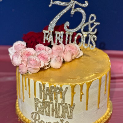 75 Birthday Cake Topper GOLD 75 and Fabulous Sparkly Rhinestones Number ...