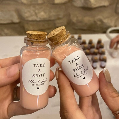 Take A Shot, We Tied the Knot // Wedding Shot Glass Stickers, Custom ...