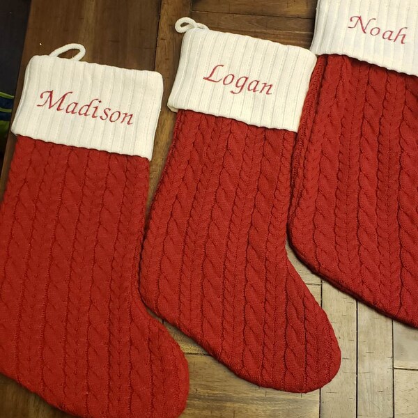 21" Personalized Knit Christmas Stocking - Etsy
