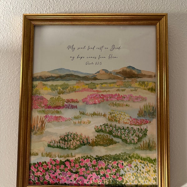 Find Rest in God Psalm 62:5, Christian Wall Art, Handpainted WATERCOLOR ...