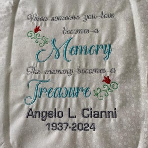 Memory Memorial Embroidery Design Rememberance Pillow Bear Machine ...