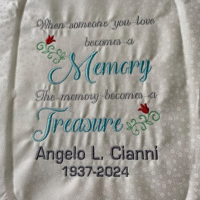 Memory Memorial Embroidery Design Rememberance Pillow Bear Machine ...