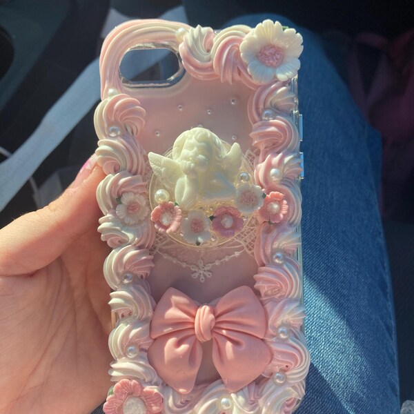 Cute Pink Bow Frame Phone Case for All Brand, Phone Case for Pictures ...