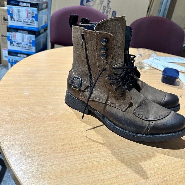 Handmade Italian Leather Motorcycle Boots, Men's High Boots, Leather ...