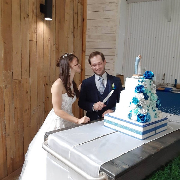 SHEET CAKE STAND 3 Common Rectangle Sizes 6" Tall 22 Rhinestone Colors ...