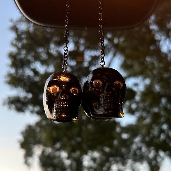 Black Fuzzy Dice With Neon Green Dots and Chain or Cord / Car ...