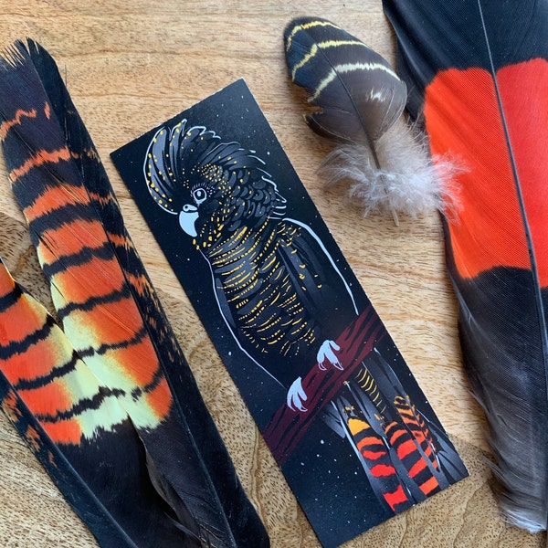 Red-tailed Black Cockatoo Bookmark!- 52x148mm Bird Bookmark, Perfect ...