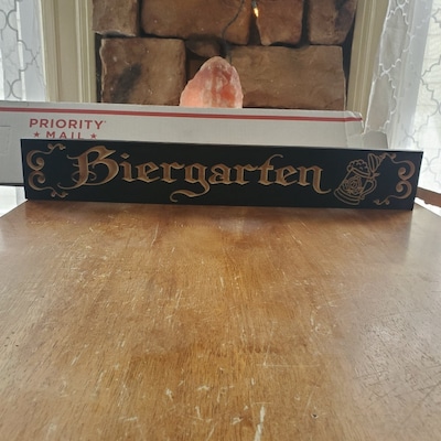 Routed Carved Engraved Biergarten Sign Black With Natural Lettering ...