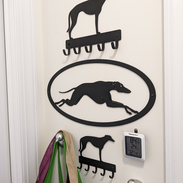 Greyhound (lg) Dog Leash Hanger/ Key Rack/ Hooks - 9 Inch Wide - Made ...