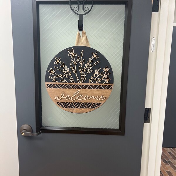Wooden Welcome Door Hanger | Front Door Decor | Front Door Sign ...