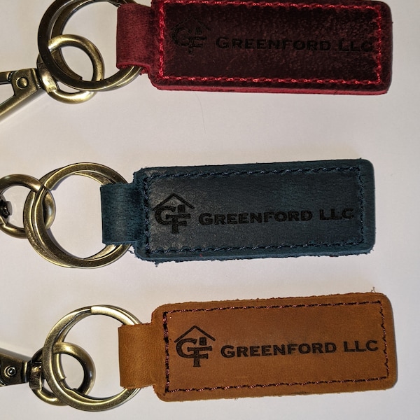 Custom Leather Keychain: Personalized Company Logo, Corporate Gift - Etsy