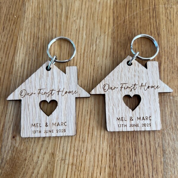First Home Gift Keyrings | Oak Our First Home Keyrings | My First Home ...