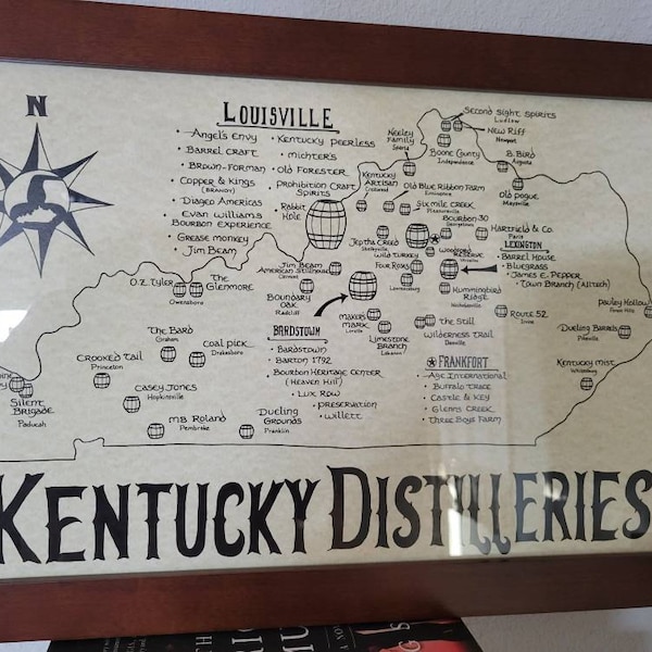 Kentucky Distilleries Map - Etsy