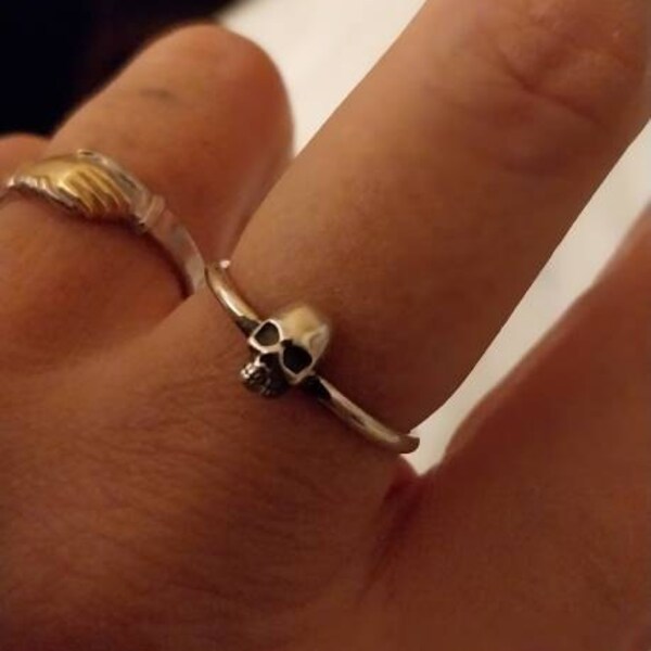 Silver Skull Ring Dainty Skull Ring Silver Skull Stacking Ring Tiny ...