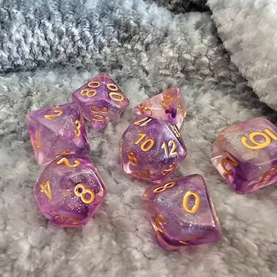 GLITTER CHARM Dnd Dice Set for Dungeons and Dragons, Pink Sparkly ...
