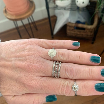 Gold Sun Shape Ring, Beautiful Sun Rays Polished Silver Ring, Cute ...