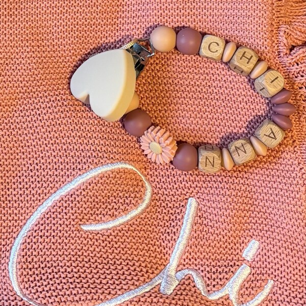 Personalized Pacifier Clip and Rattle Set/personalized Baby Shower Gift ...