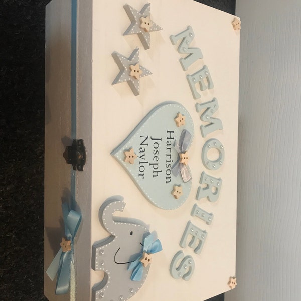 Elephant and Stars Nursery Decor, Nursery Storage, Baby Keepsake, Baby ...