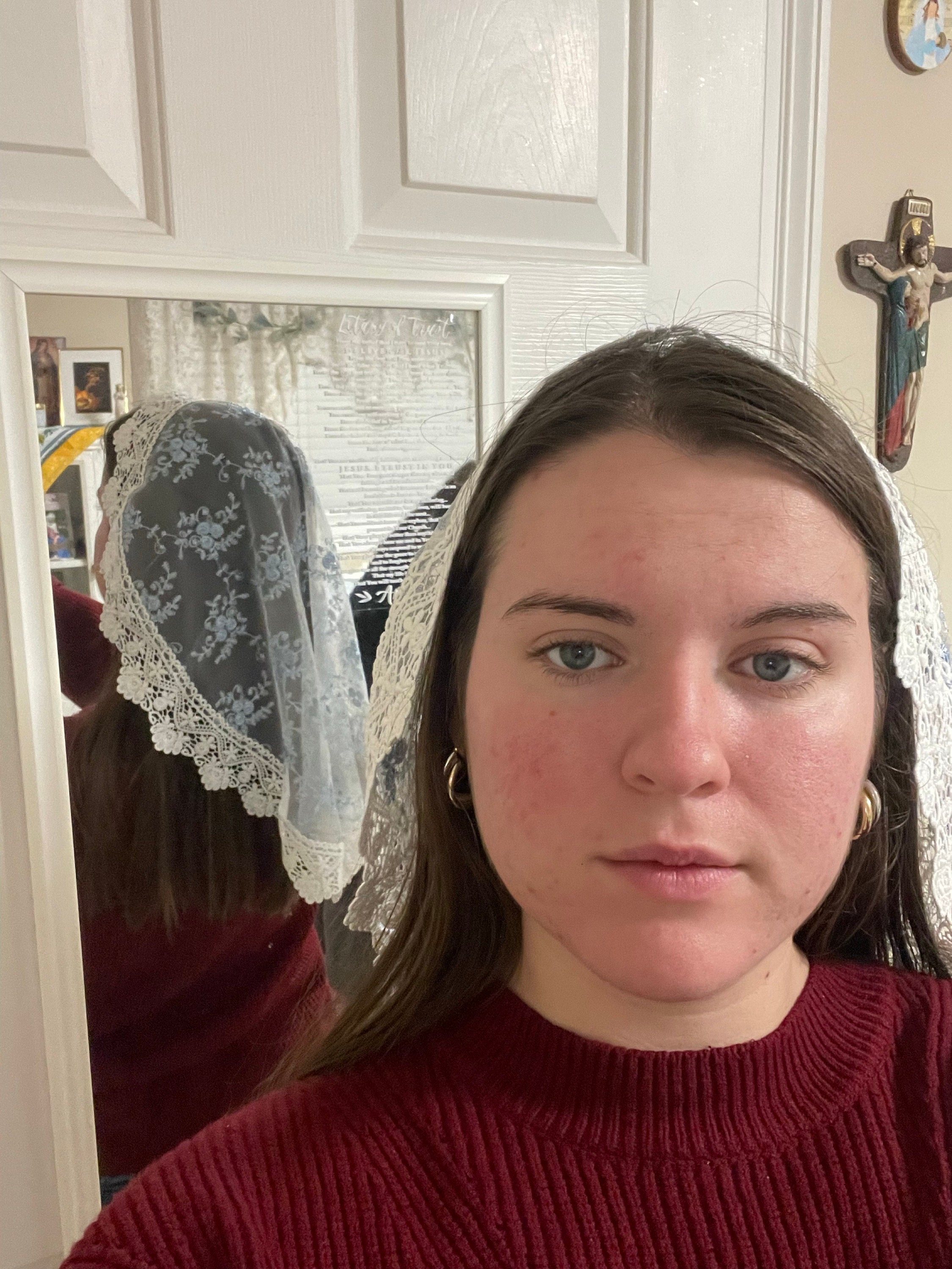 Evintage Veils~ Our Lady of the Rosary Joyful Mysteries Princess Veil