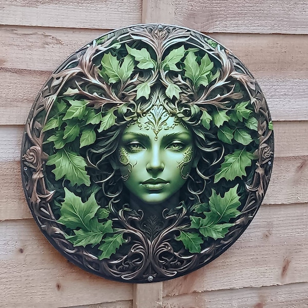 Green Woman Metal Sign, FLAT Printed Sign, Nature Lover's Wall Art ...