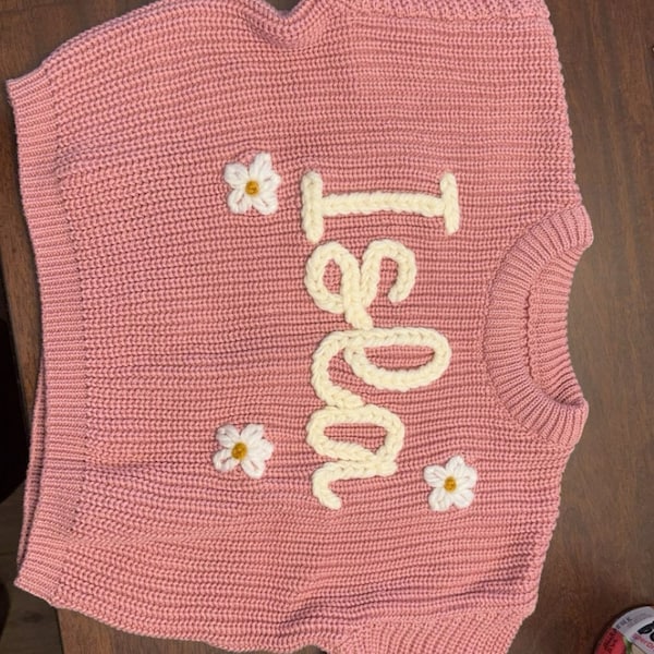 Personalized Oversized Name Kids Sweater /hand Embroidered Sweater - Etsy