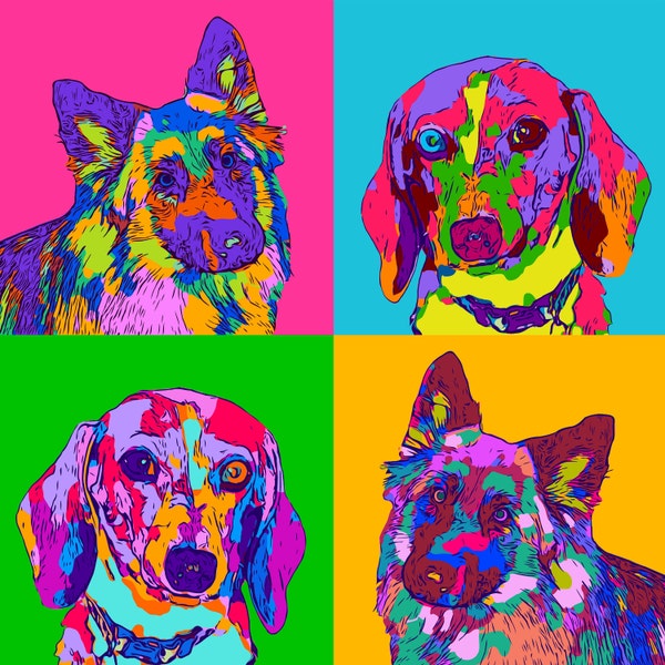 Custom Pet Pop Art Portrait, Please Read Item Details, Custom Dog, Cat ...