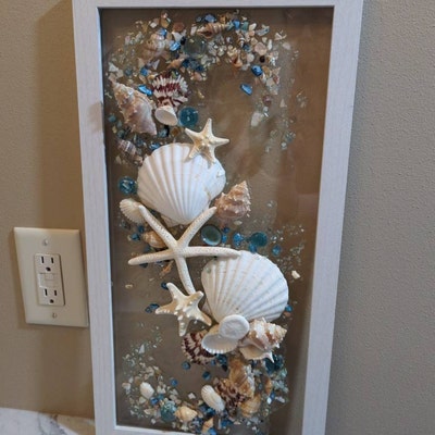 Seashell Beach Wall Art for Bathroom Decor, Square Art for Beach ...