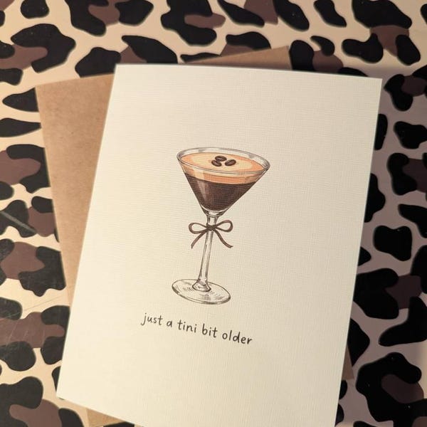 Funny Espresso Martini Birthday Card: Watercolor Cocktail Greeting - Etsy