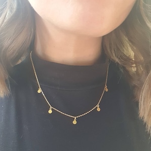 Dainty Coin Drop Necklace Mini Disc Necklace Dainty Boho - Etsy