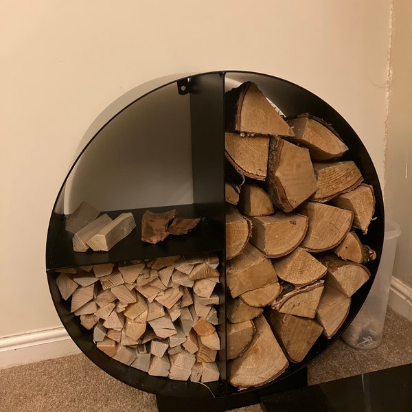 Log Holder Fire Wood Burner Store 60cm Round Black Durable Heavy Duty ...