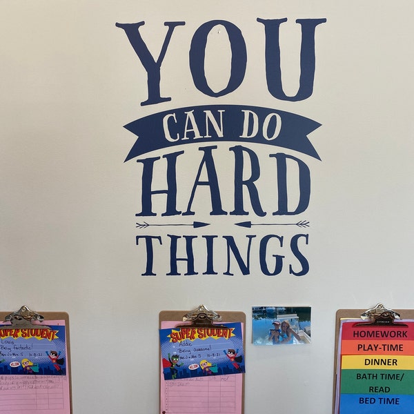 You Can Do Hard Things Motivational Wall Quote Classroom Wall Decal ...