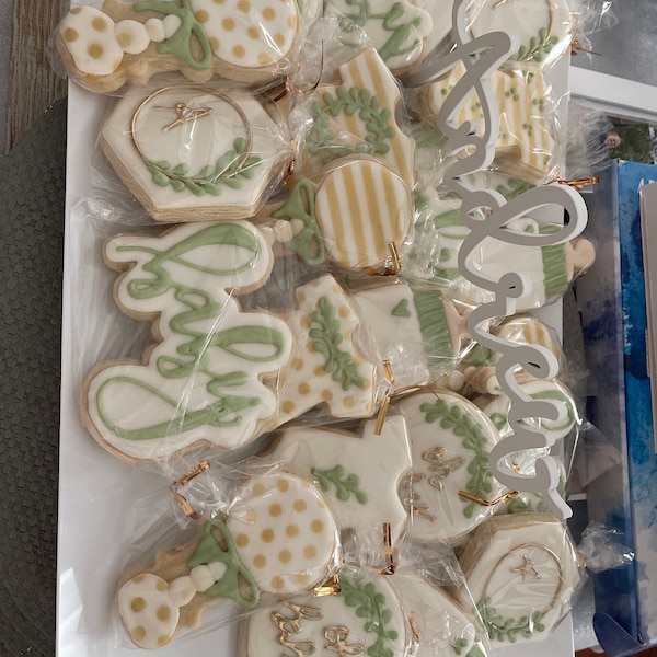 Greenery Baby Shower Cookies - One Dozen - Etsy