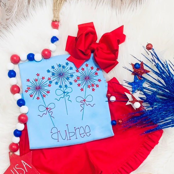 4th of July Sparklers Machine Embroidery Design File for Independence ...