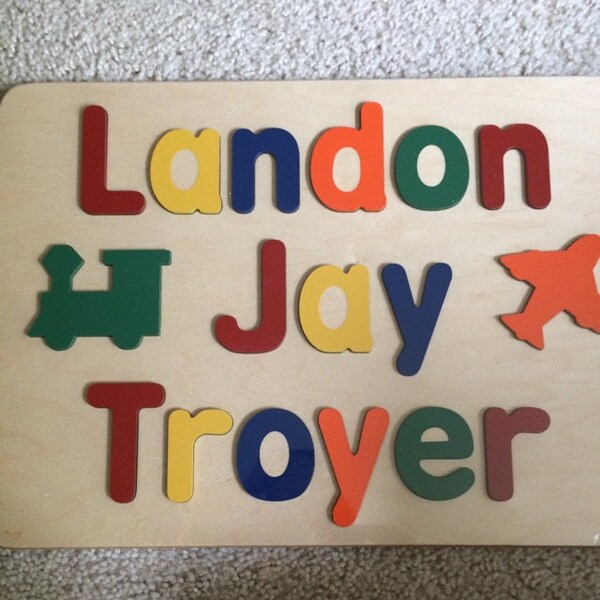 Wooden Name Puzzle for Three Names - Custom Personalized - Birthday ...
