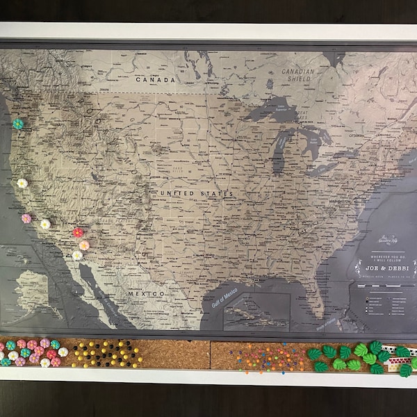 Push Pin Map USA, US Map With Pins, Travel Map Pinboard With ...