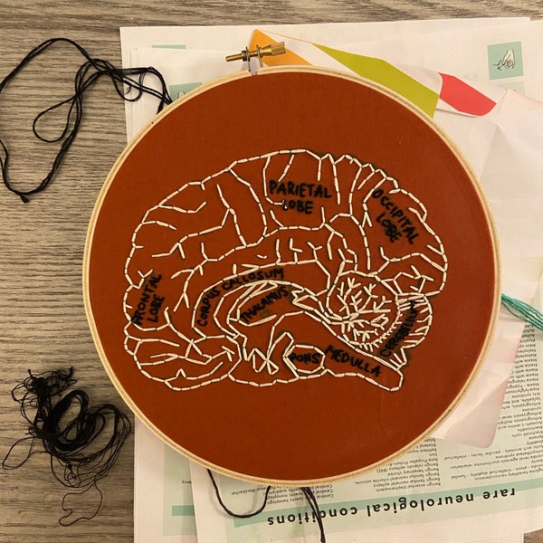 DIY Brain Embroidery Pattern, Brain Anatomy Embroidery Pattern ...